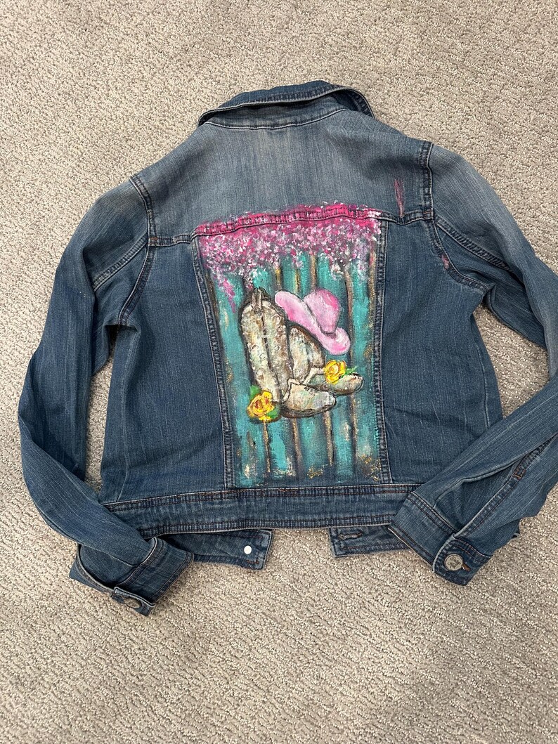 Womens Denim Jacket Handpainted Southwestern Design Rodeo Year-round ...