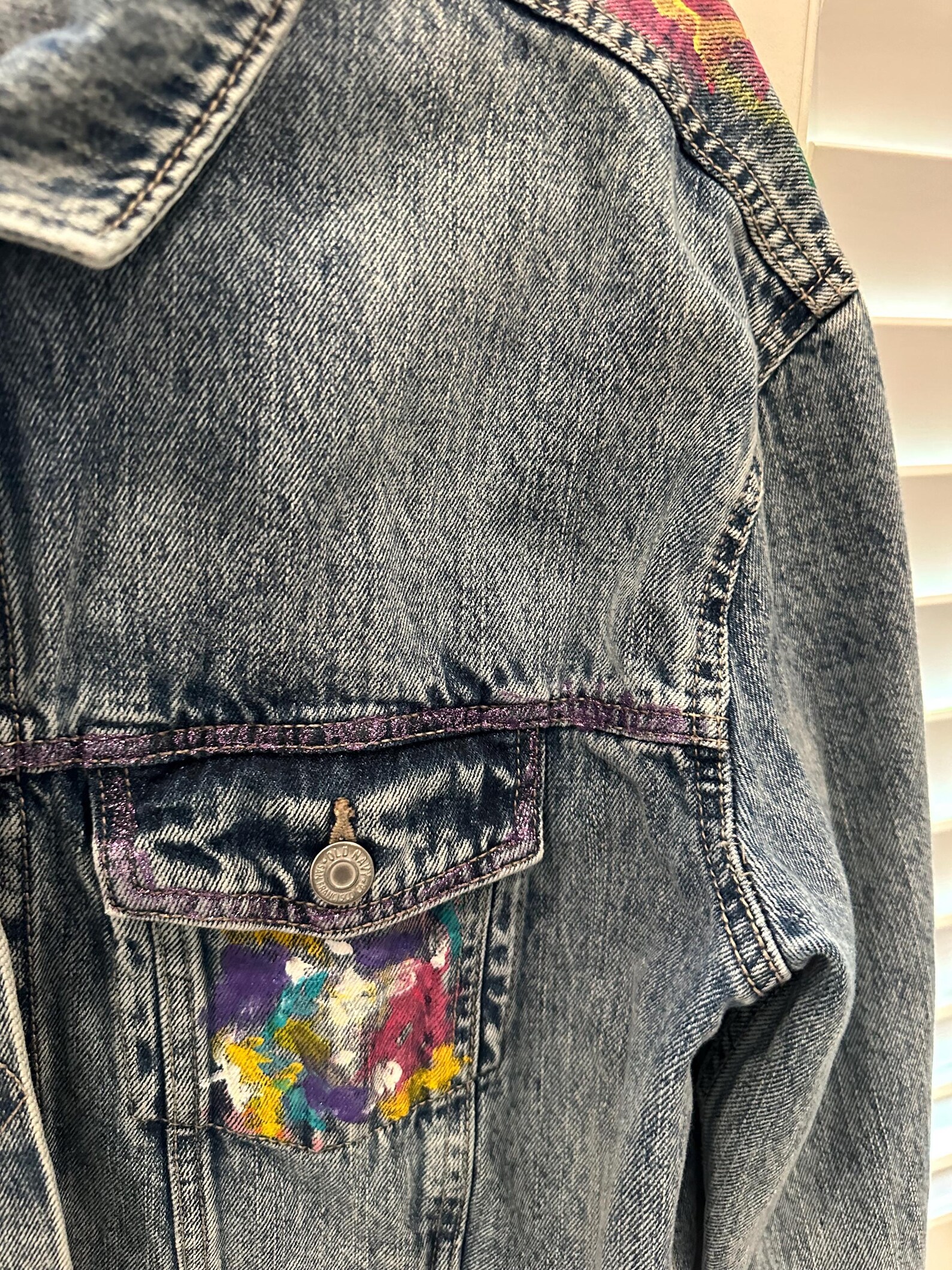 Hand Painted Denim Boyfriend Jacket: Graffiti Heart, Glitter Bling - Etsy