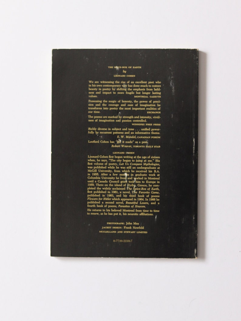 Leonard Cohen's "the Spice-box of Earth" [1972, 7th Printing] - Etsy