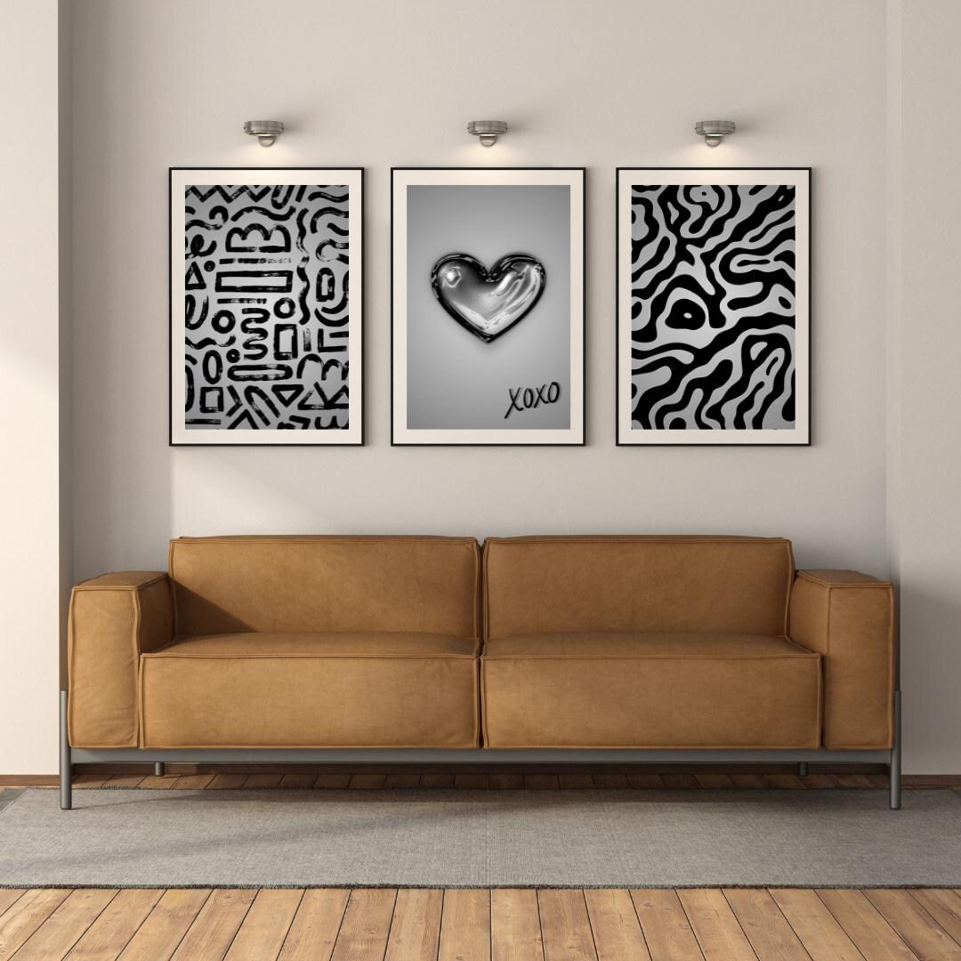 Grey and Black Modern Wall Art Printable Wall Art Digital Download Home ...