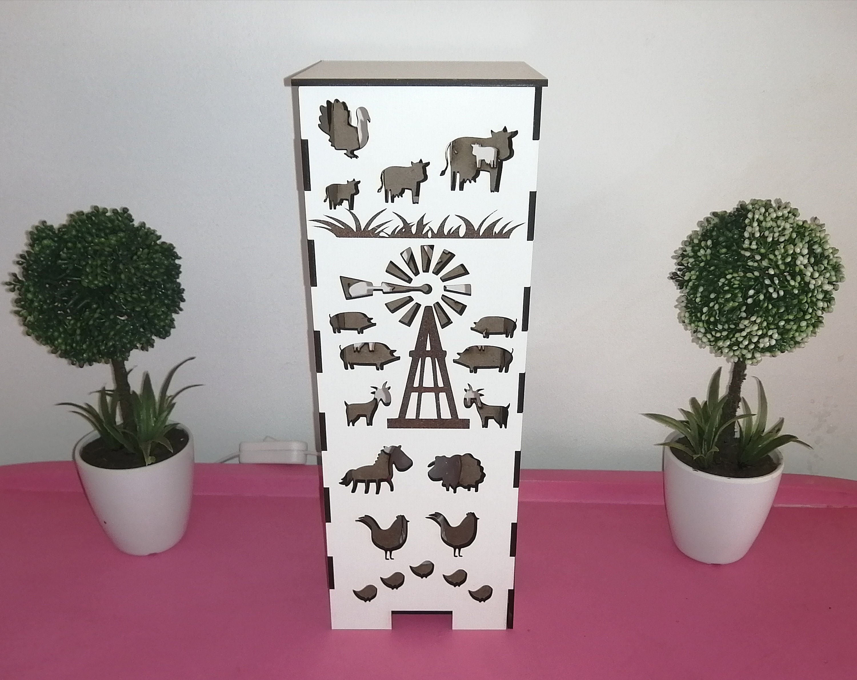 Laser Cut, Digital File. Farm Animals Light. Night Light. Décor Light ...