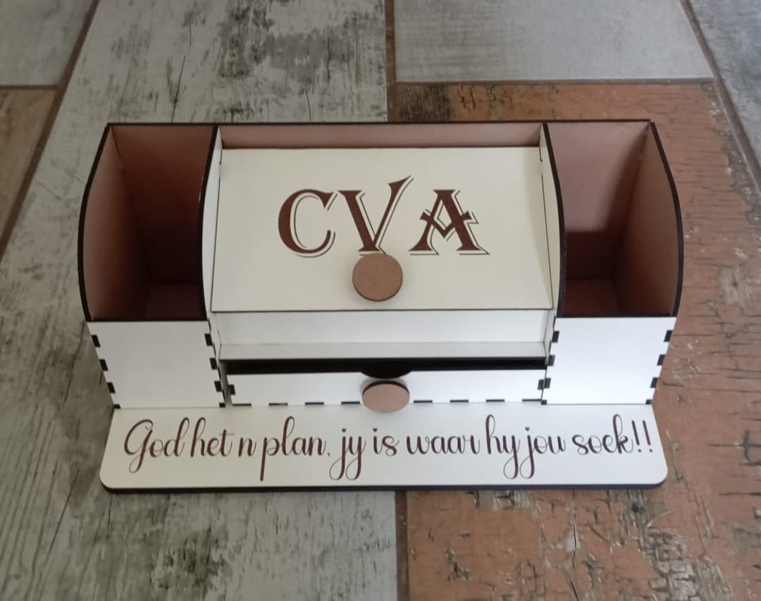 Laser Cut, Digital File. Desk Organizer With Drawer and Lid. SVG, DXF ...