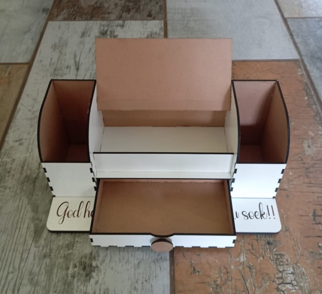 Laser Cut, Digital File. Desk Organizer With Drawer and Lid. SVG, DXF ...