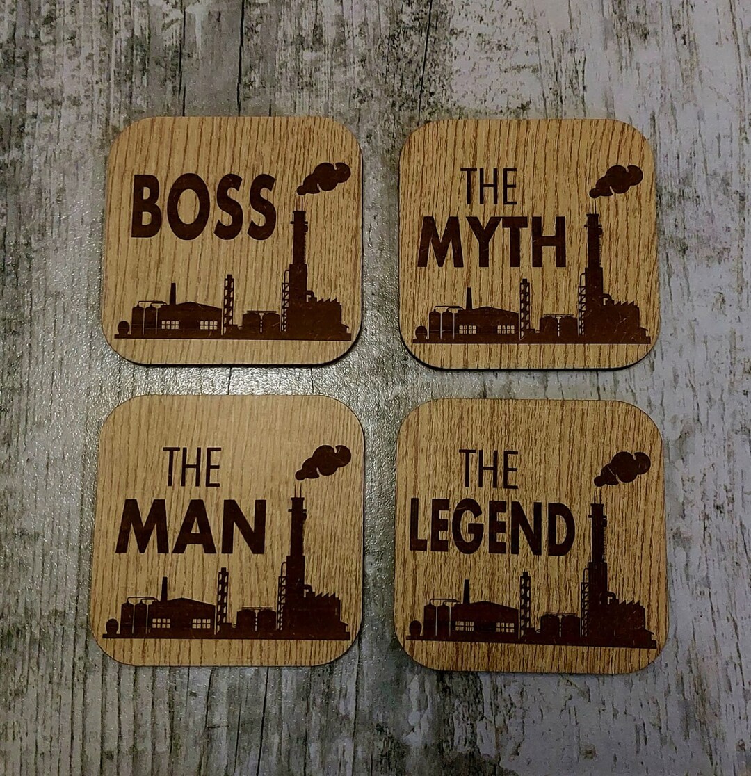 Laser Cut, Digital File. Boss Coasters (the Man, the Myth, the Legend ...
