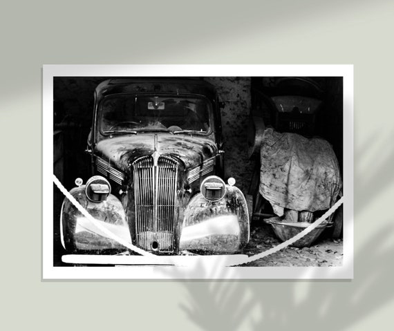 Black and White Car Digital Download Photograph of Old Car - Etsy