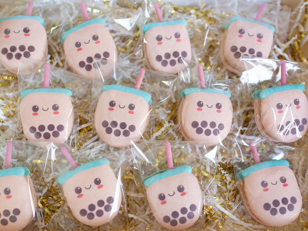 12 Boba Macarons - Party Macarons, Birthday Macarons - Etsy