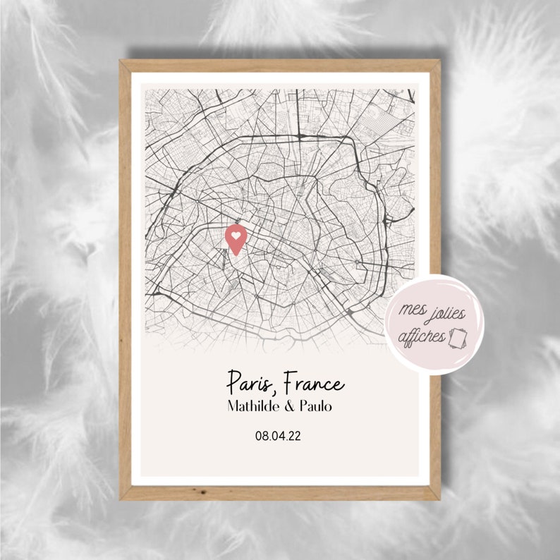 Affiche personnalisée lieu de rencontre couple - Etsy France