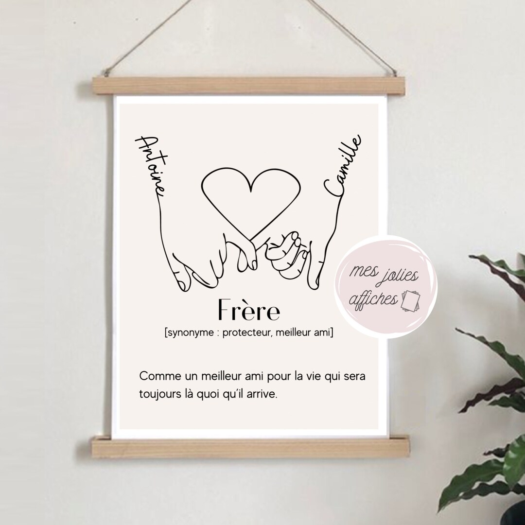 Affiche définition frère avec prénoms - Etsy France