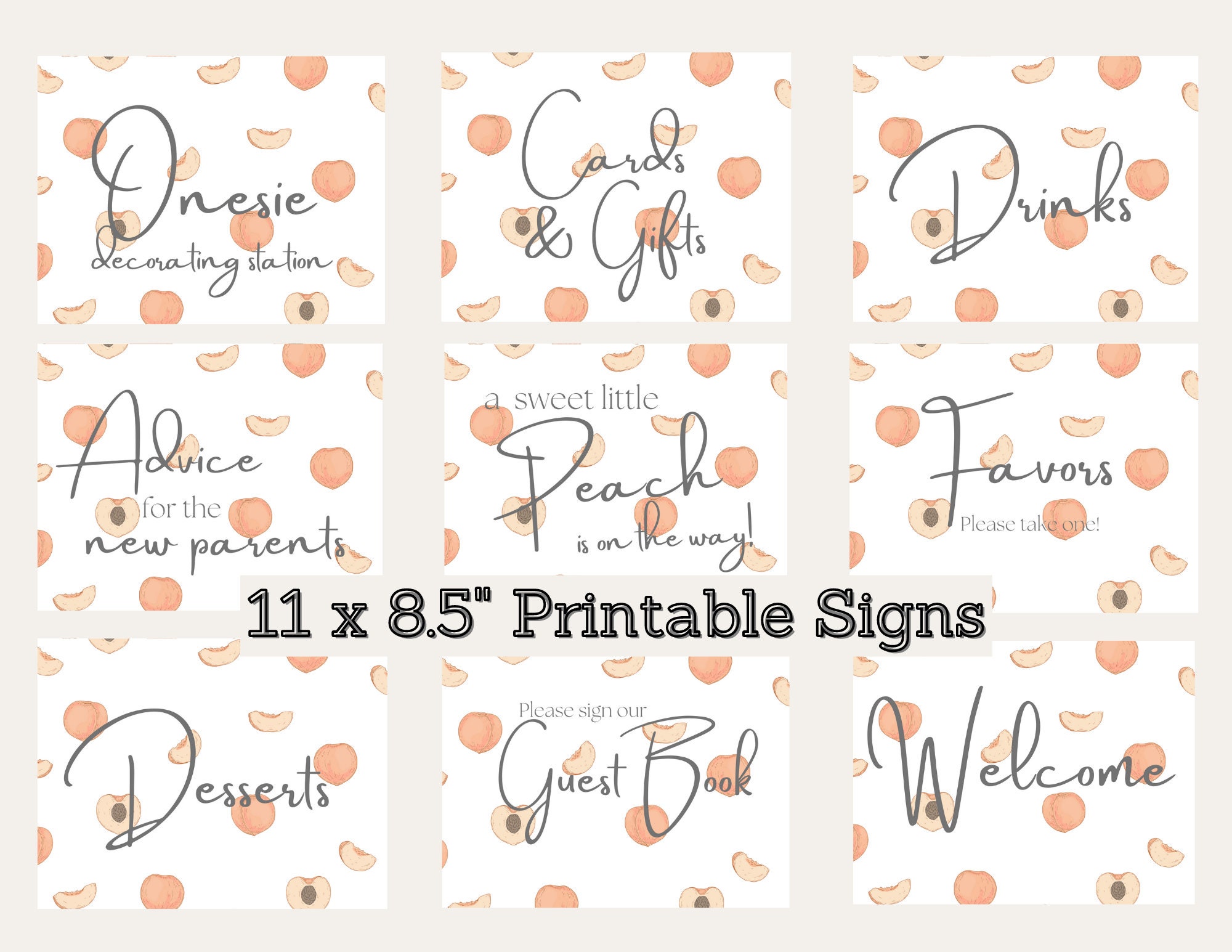 Little Peach Bundle ALL Our Peachy Baby Shower Designs for Digital ...