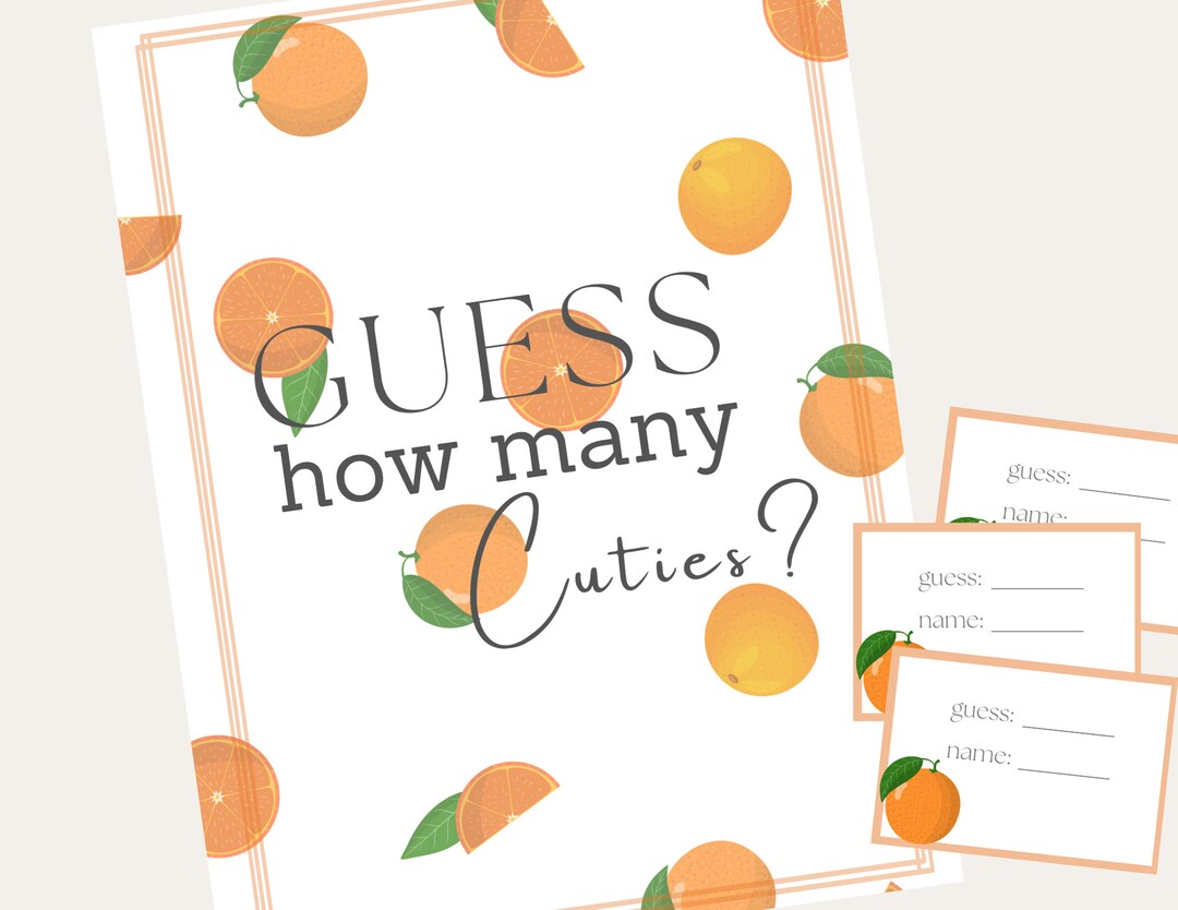 Cutie Orange - Guess How Many Cuties Shower Game. Citrus Orange Baby ...