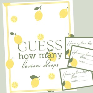 Guess How Many Lemon Drops Sign and Cards How Many Candies - Etsy