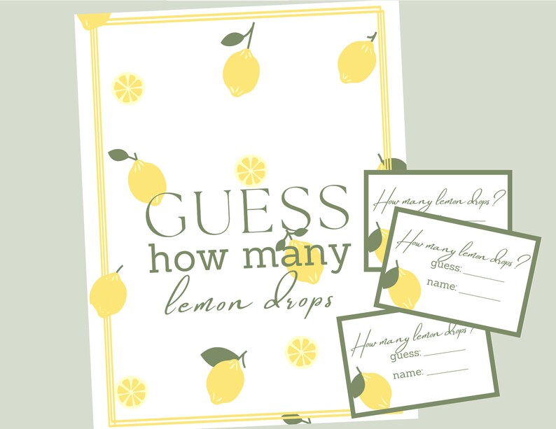 Guess How Many Lemon Drops Sign and Cards How Many Candies - Etsy