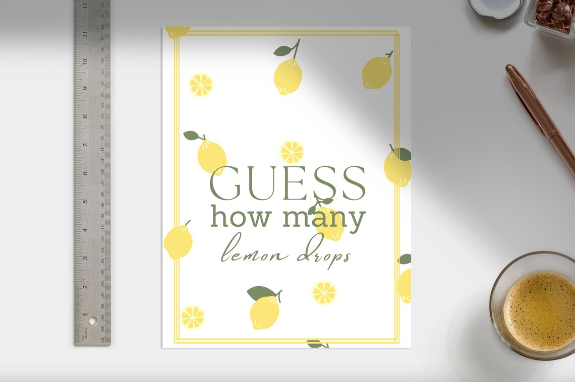 Guess How Many Lemon Drops Sign and Cards How Many Candies | Etsy
