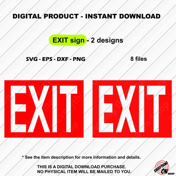 Exit Exit Sign Svg Eps Dxf Png Files Red Color - Etsy