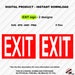 Exit, Exit Sign - Svg, Eps, Dxf, Png Files, Red Color - Instant Digital ...