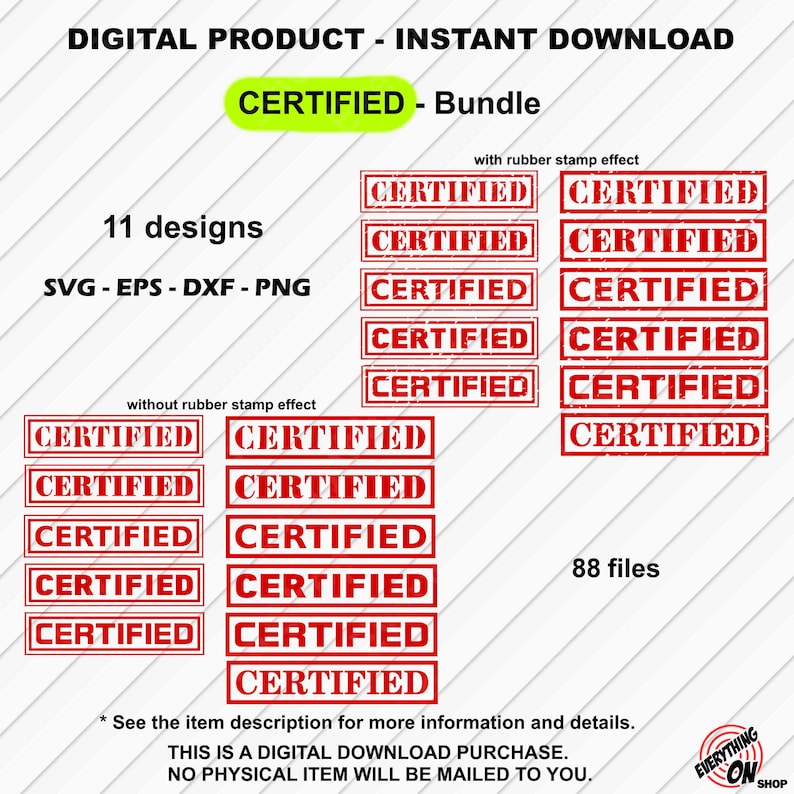 Certified Stamp, Certified Bundle - Svg, Eps, Dxf, Png Files - With and ...