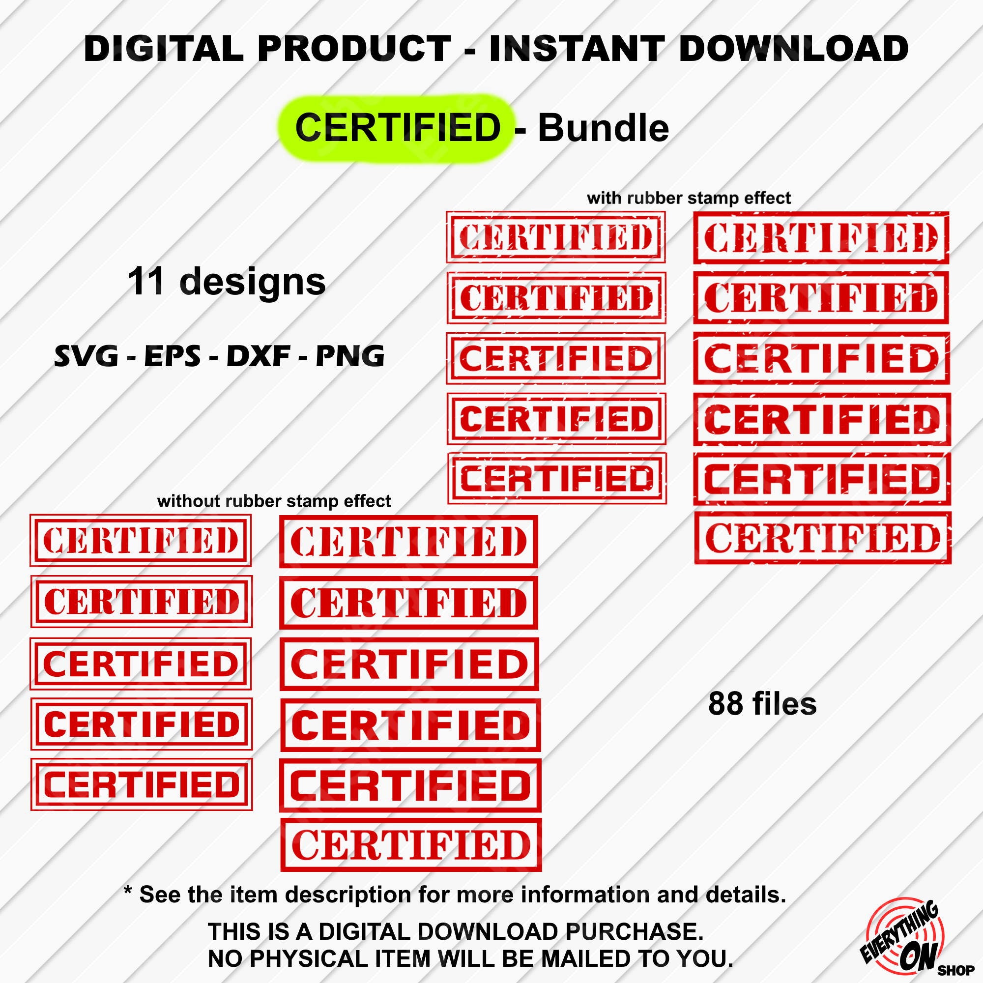 Certified Stamp, Certified Bundle - Svg, Eps, Dxf, Png Files - With and ...