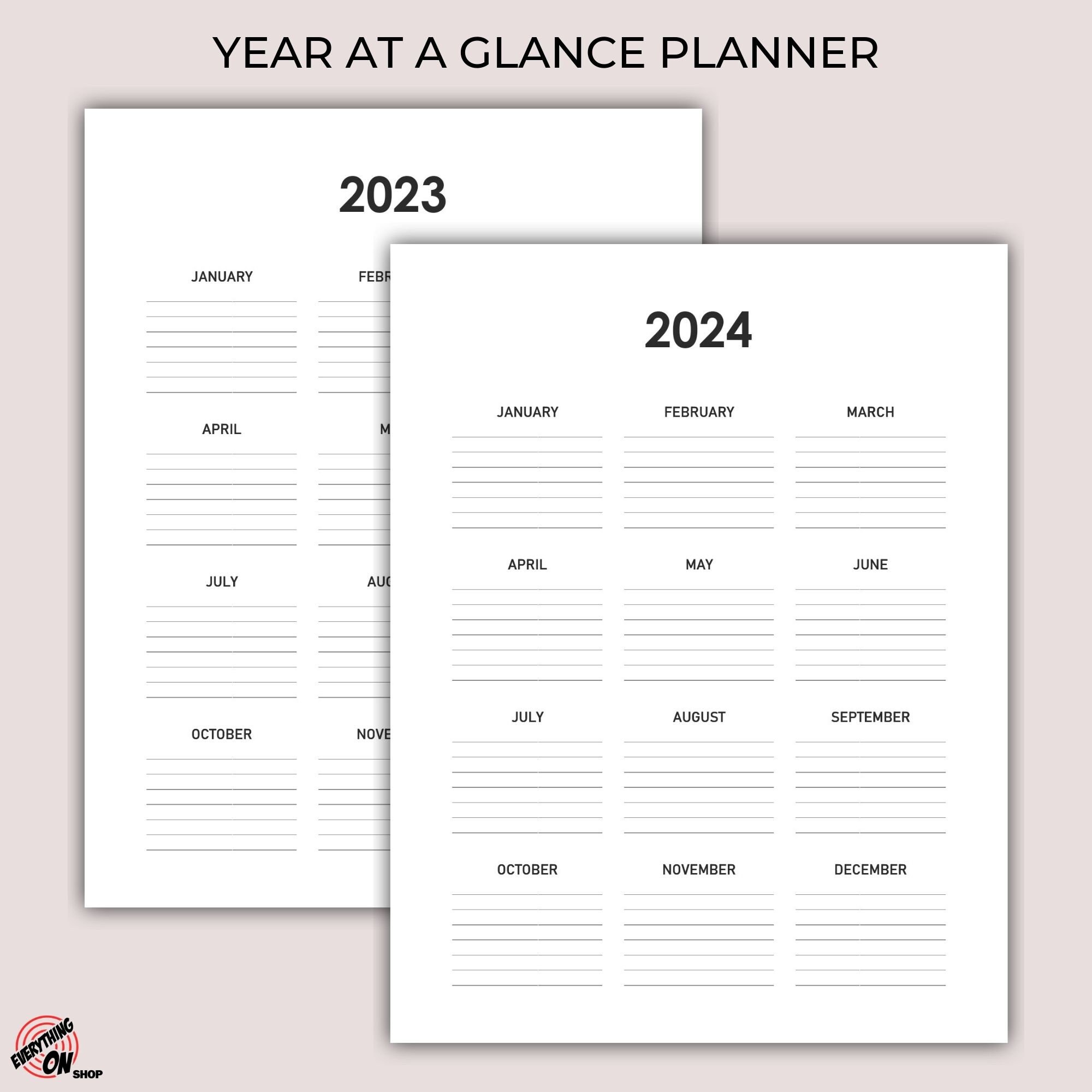 2023 2024 Calendar Printable Portrait Monthly Calendar - Etsy Australia