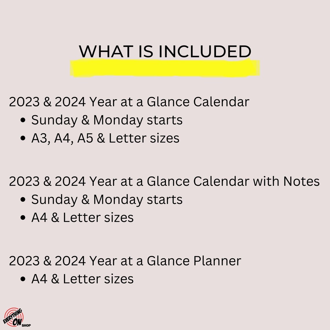 2023 2024 Calendar Printable Portrait Yearly Calendar Year - Etsy Canada