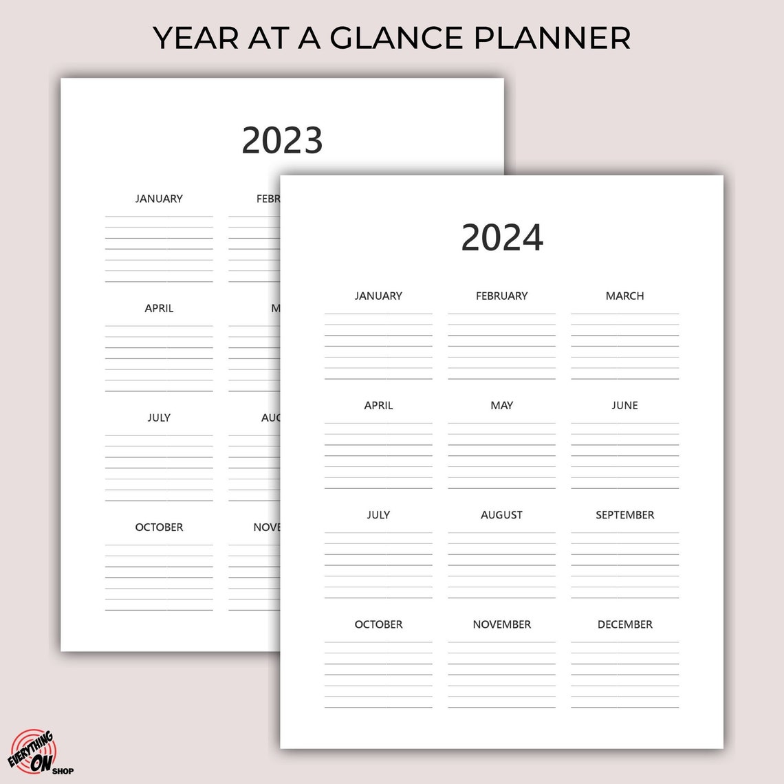 2023 2024 Calendar Printable Portrait Yearly Calendar Year - Etsy Canada