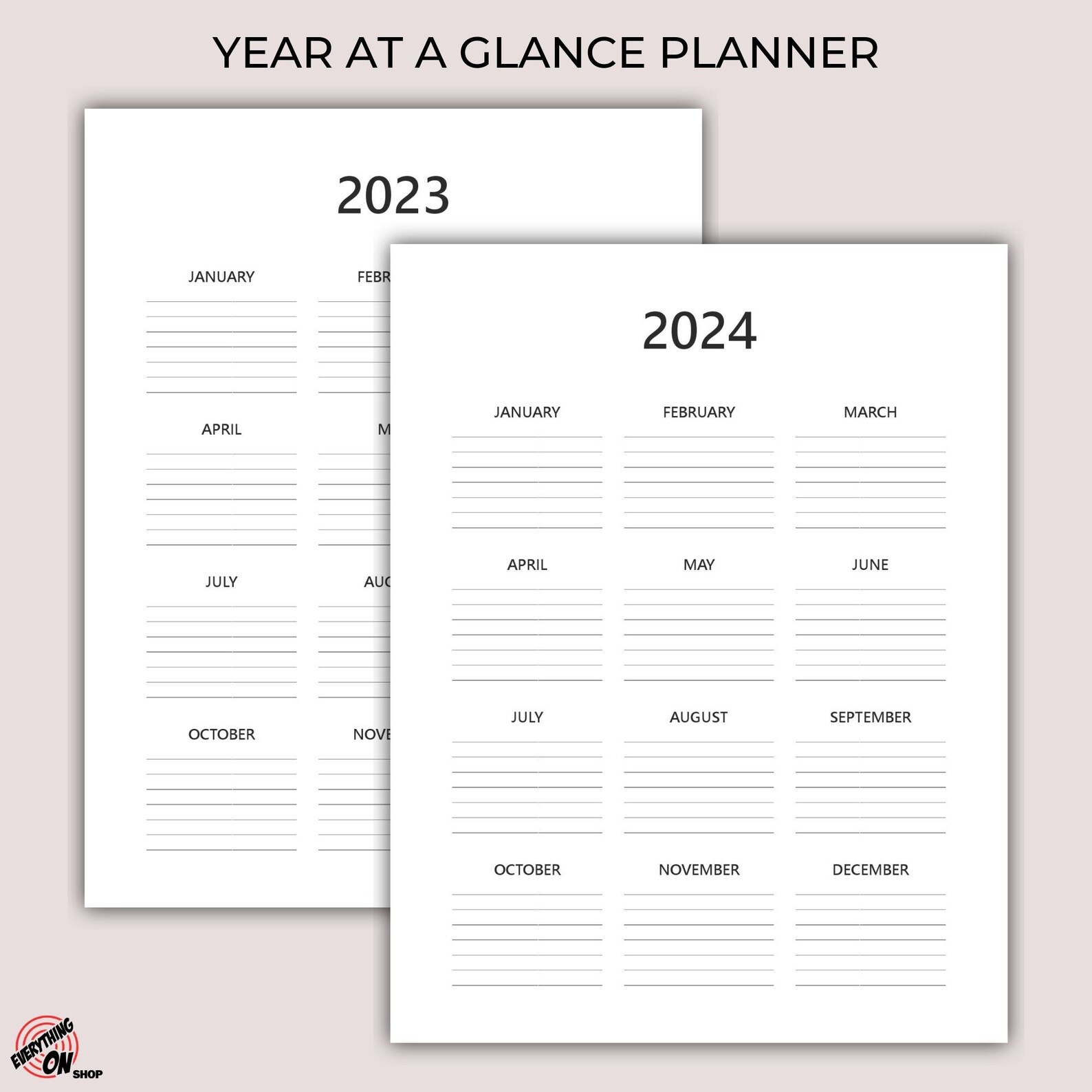 2023 2024 Calendar Printable Portrait Yearly Calendar Year - Etsy Canada