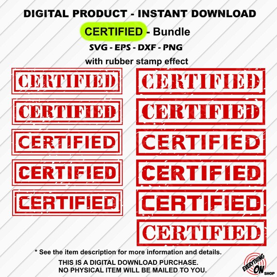 Certified Stamp Certified Bundle Svg Eps Dxf Png Files - Etsy