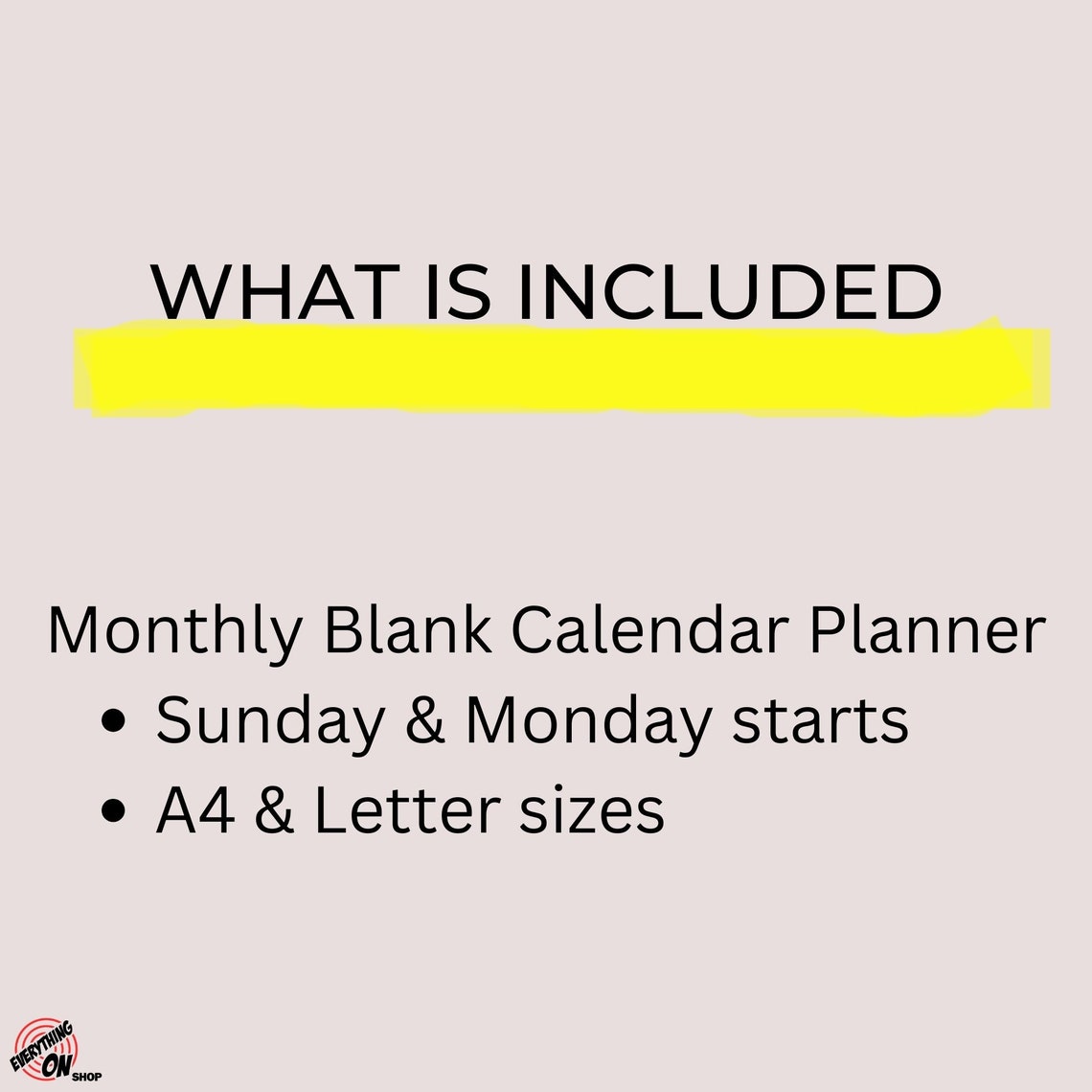 Monthly Blank Calendar, Sunday & Monday Start, Simple Calendar ...