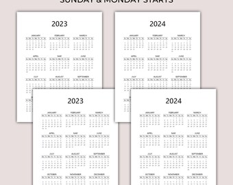 2023 Portrait Yearly Calendar - Etsy