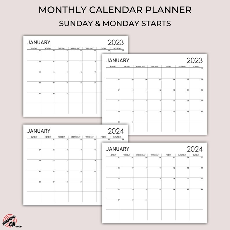 Kalender 2023 2024 Afdrukbare landschap maandelijkse - Etsy Nederland