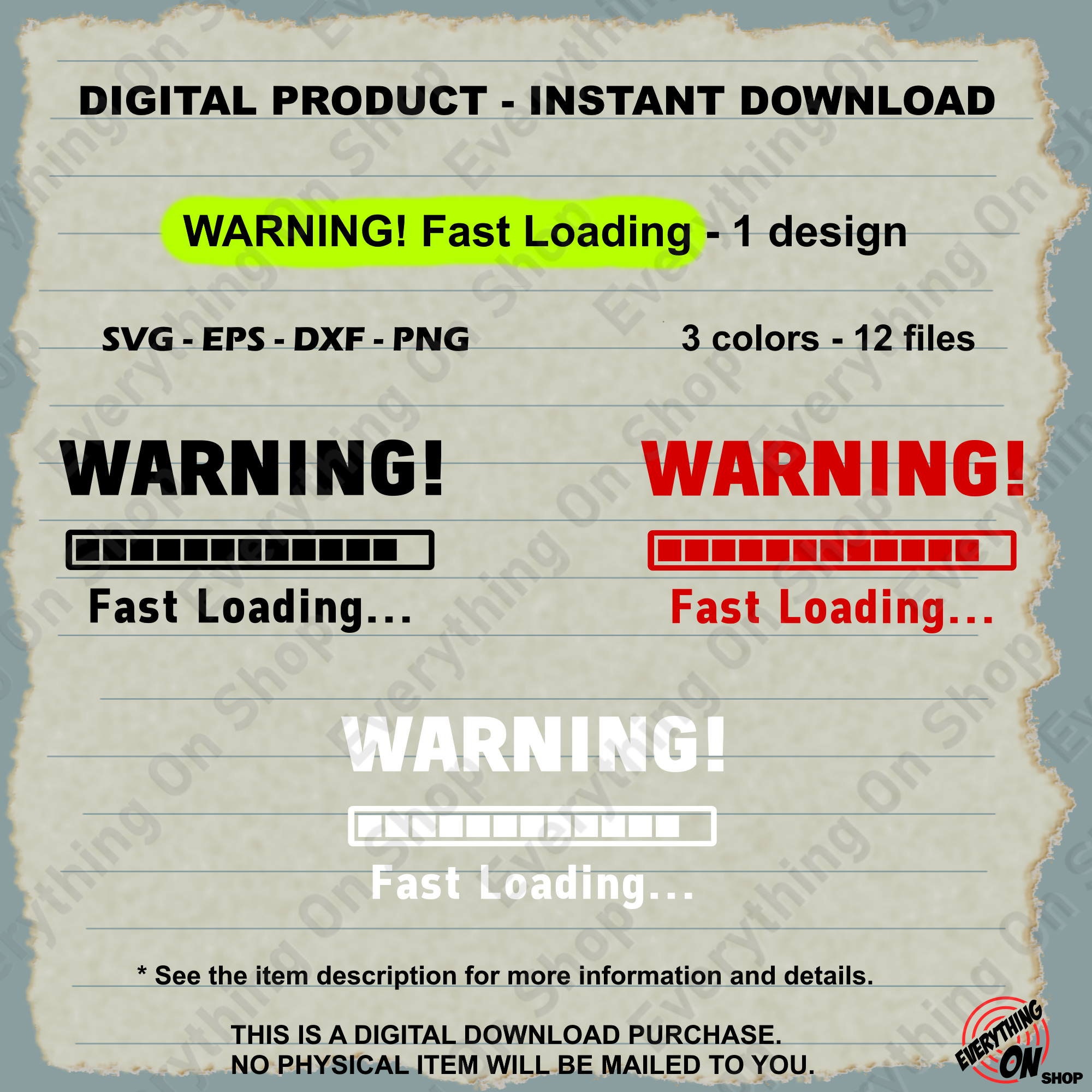 Warning Fast Loading Sign, Funny Sign - Svg, Eps, Dxf, Png Files - Red ...