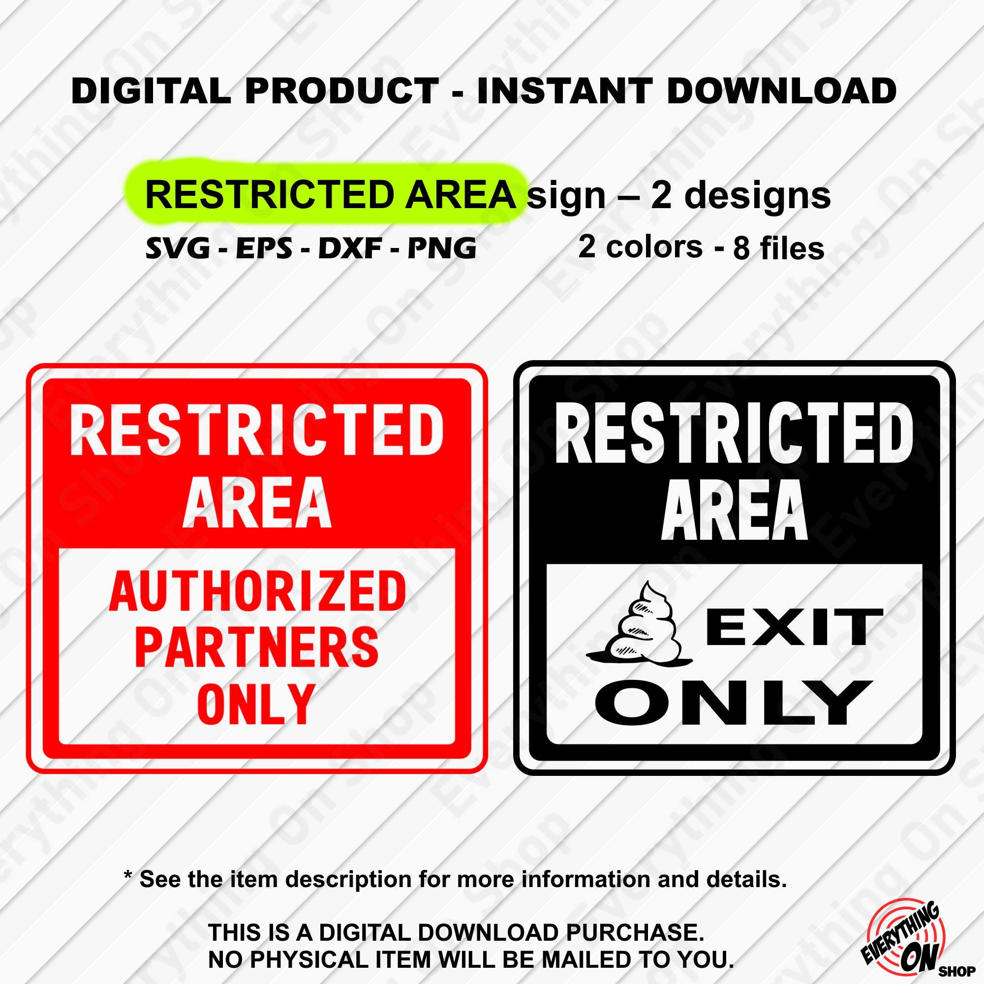 Restricted Area Sign, Funny Sign - Svg, Eps, Dxf, Png Files, Red and ...