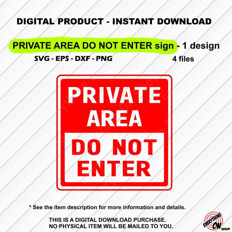 Private Area Sign, Do Not Enter - Svg, Eps, Dxf, Png Files, Red Color ...
