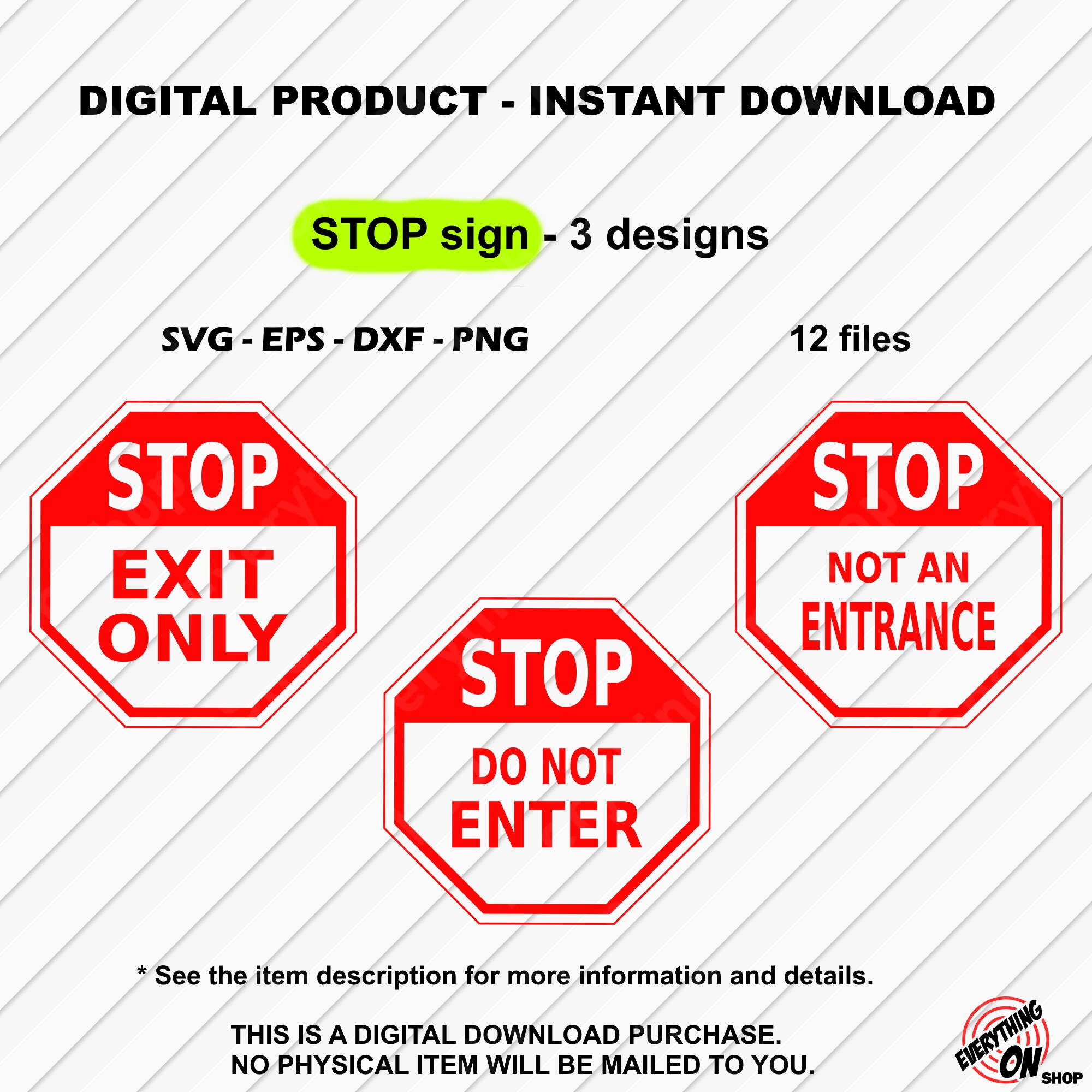 STOP Sign, Funny Sign - Svg, Eps, Dxf, Png Files - Red Color - Instant ...