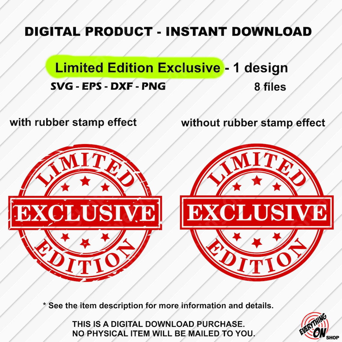 Limited Edition Exclusive Stamp - Svg, Eps, Dxf, Png - With and Without Rubber Stamp Effect, Red ...