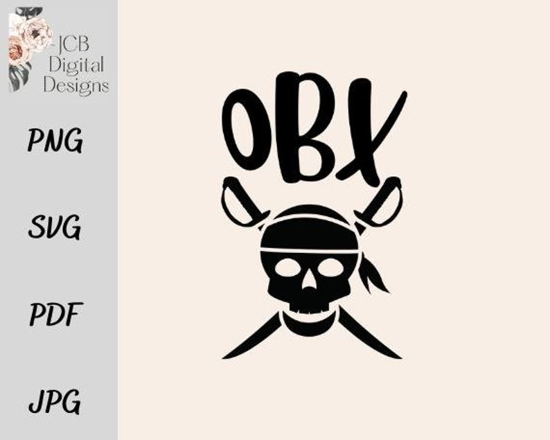 OBX, Outer Banks, T-shirt Decal, Sticker, Printable, Pirate Design ...