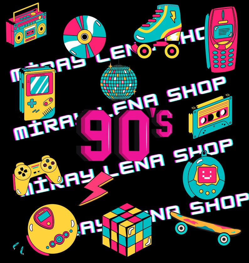90s Set Bundle PNG Retro Icons Print for Shirt Style Sticker Picture ...