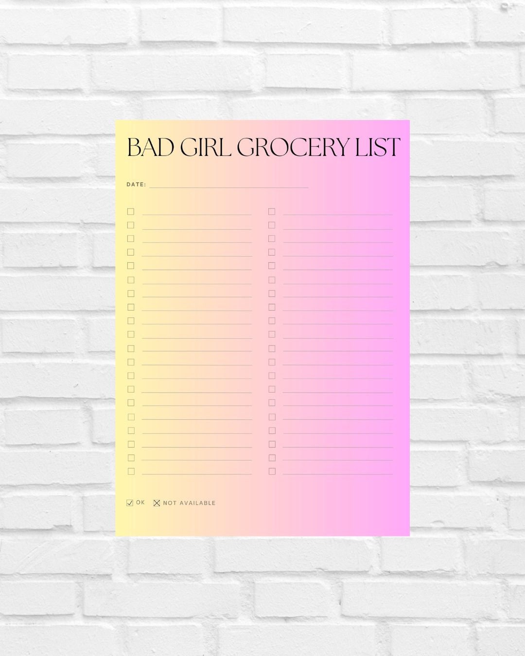 Bad Girl Grocery Shop List Printable List Weekly Planner to Do - Etsy