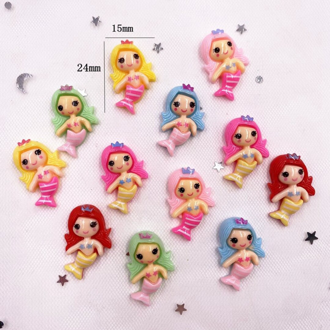 Set of 12 Colorful Bikini Girl Mermaid Flatback Figurines Birthday or ...