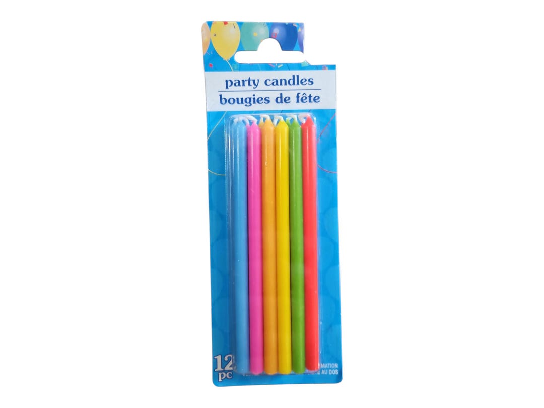 4" Long Birthday Party Candles Bright 6 Color Pack 12pc Set - Etsy