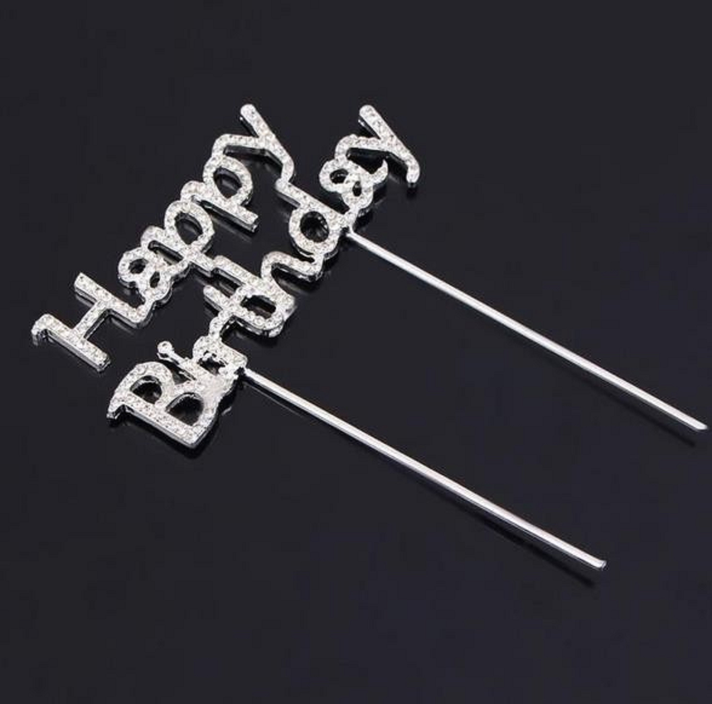 Happy Birthday Rhinestone Birthday Cake Topper 3-1/2" X 1-1/2" - Etsy