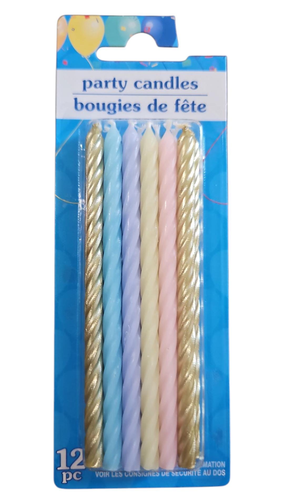 4" Long Birthday Party Candles Pastel Colors Gold Twisted 12pc Set - Etsy
