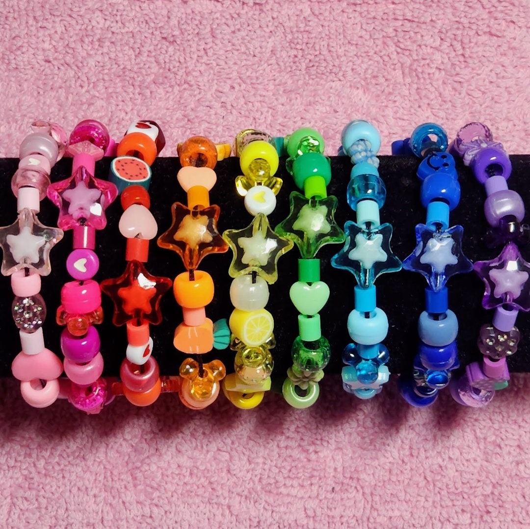 Kawaii Y2K Kidcore Cute Neon Rave Rainbow Random Pony Beads Kandi ...
