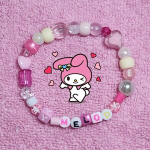 Cute Kawaii Sanrio Inspired Pony Perler Beaded Kandi Bracelets Cinnamoroll, Hello Kitty, Kuromi ...