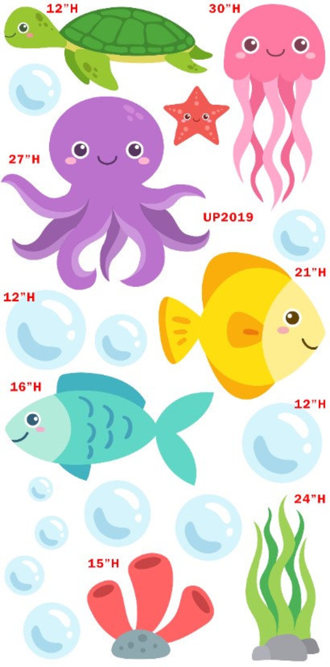 UP2019FS Ocean Sea Animals Custom Order Coroplast Cutouts Props Party ...