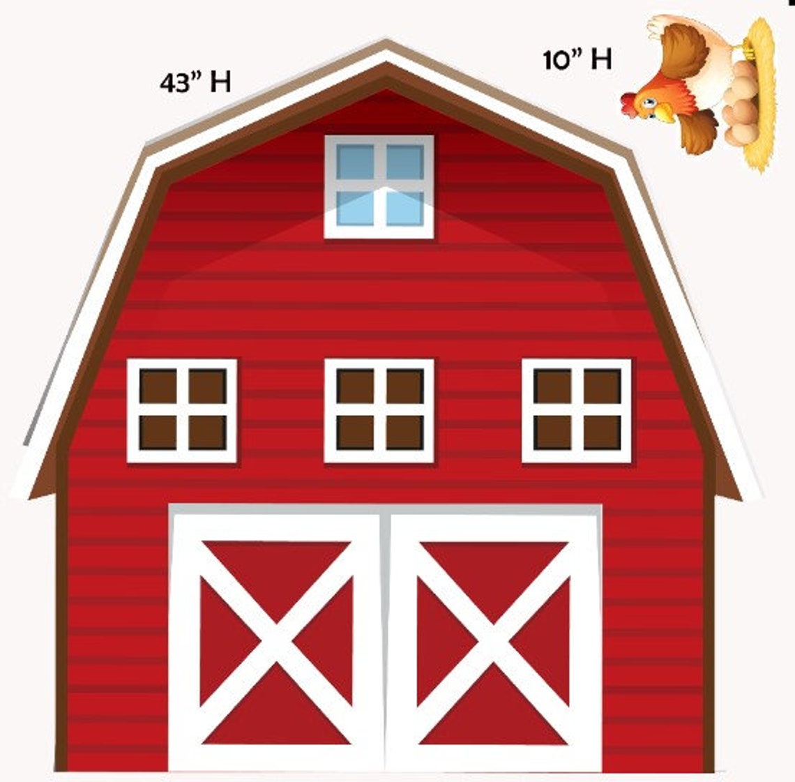 Barn Farm Red Coroplast Cutouts Props Party Decorations ( No Stands or ...