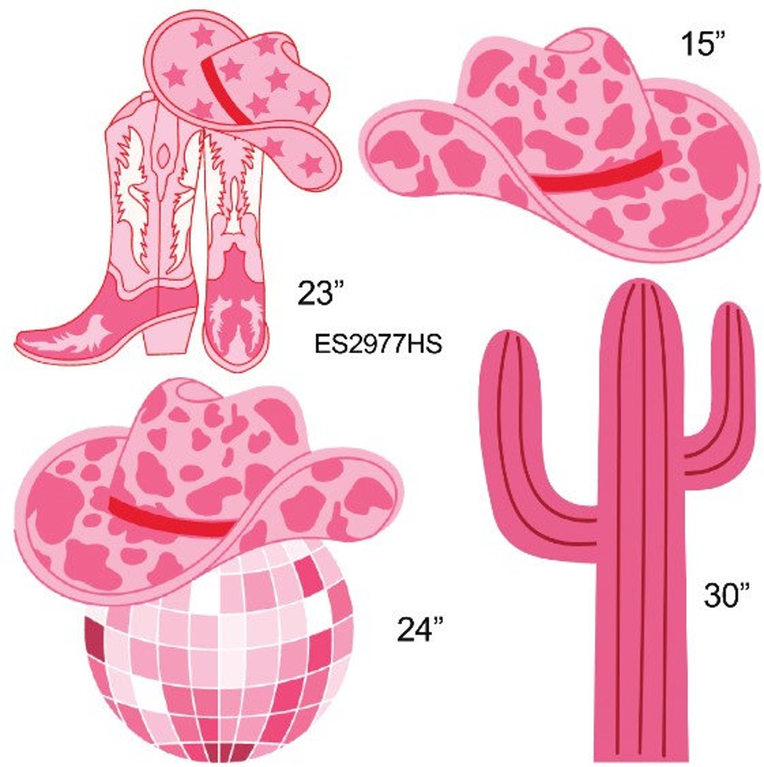 ES2977HS Cowgirl Pink Hat Coroplast Cutouts Props Party Decorations ...