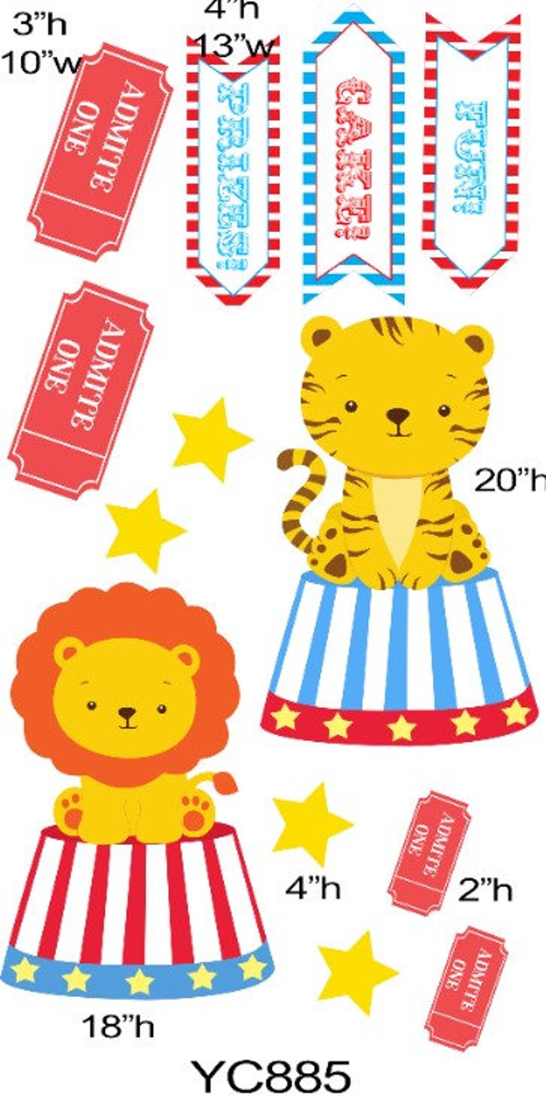 UPYC885QS Circus Custom Order Coroplast Cutouts Props Party Decorations ...