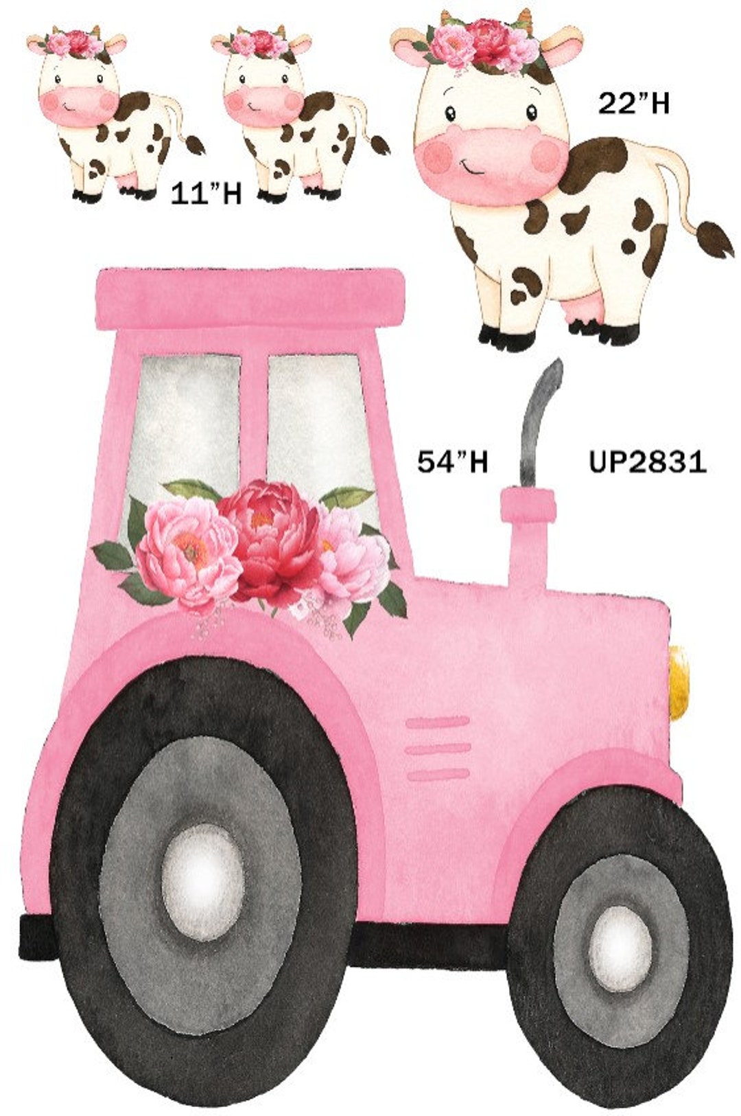 UP2831QS3 Tractor Pink Farm Custom Order Coroplast Cutouts Props Party ...