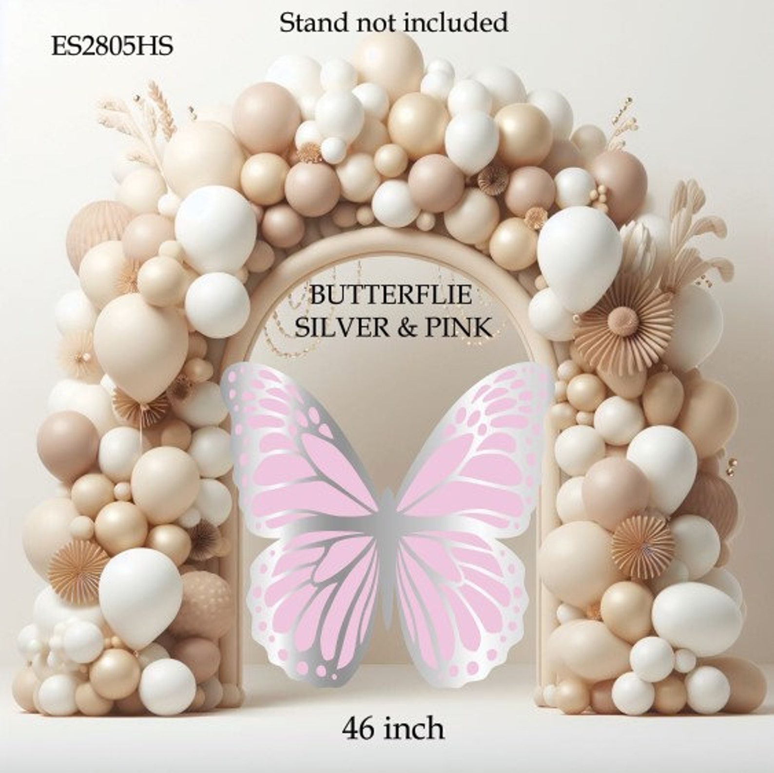 ES2805HS Butterfly Silver & Pink 4ft Coroplast Cutouts Props Party ...