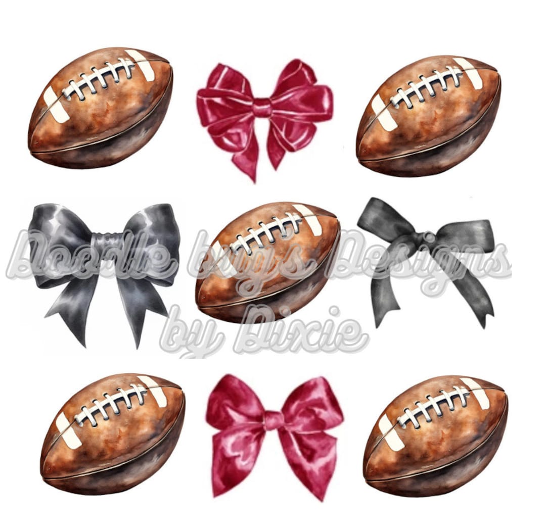 Coquette Football Bows PNG Burgandy and Black - Etsy